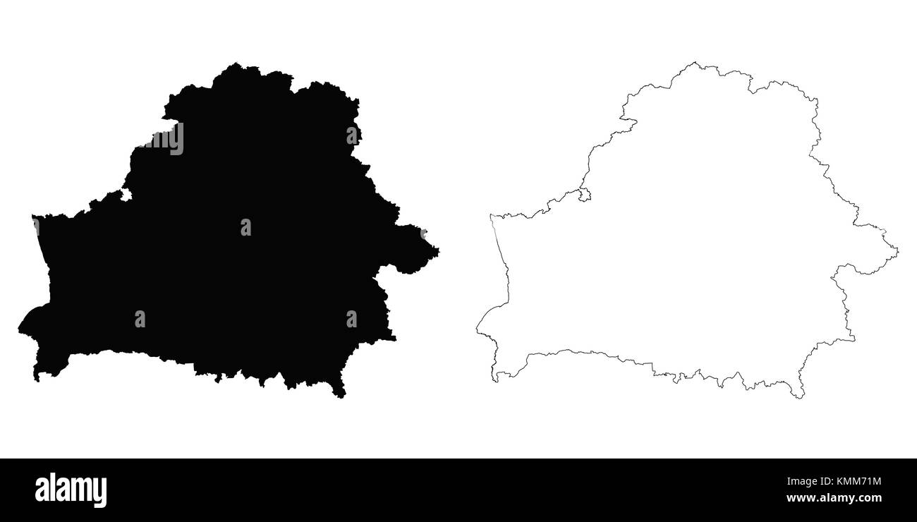 Belarus outline silhouette map illustration Black and White Stock ...
