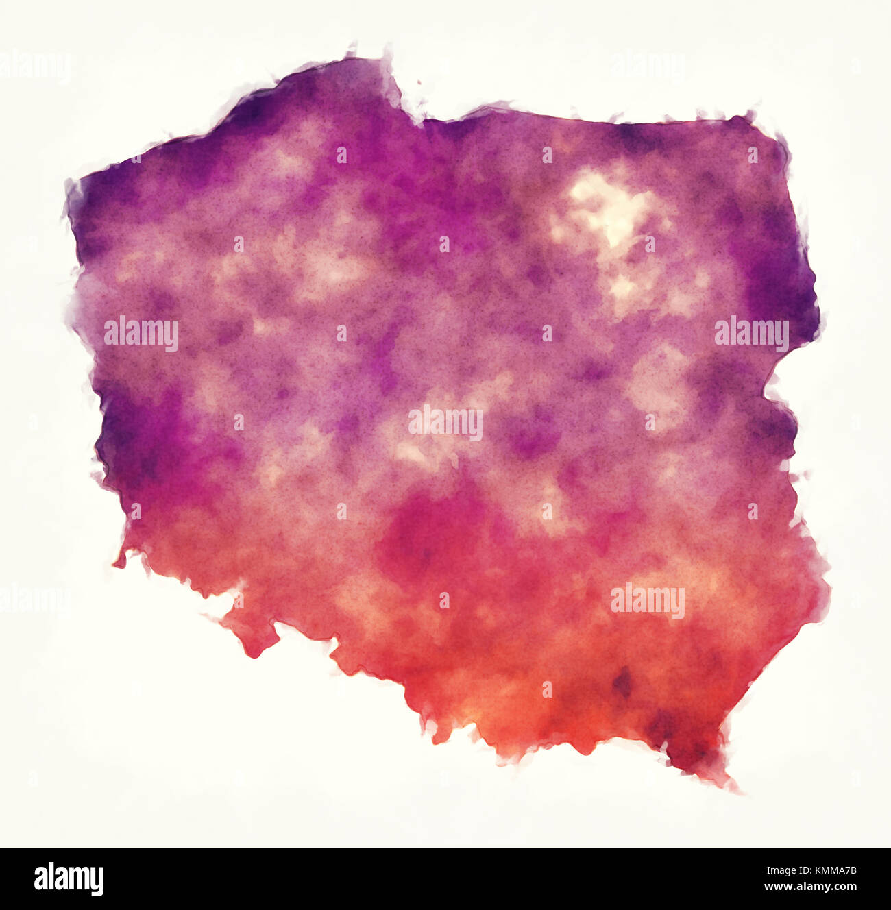 Poland watercolor map in front of a white background Stock Photo - Alamy