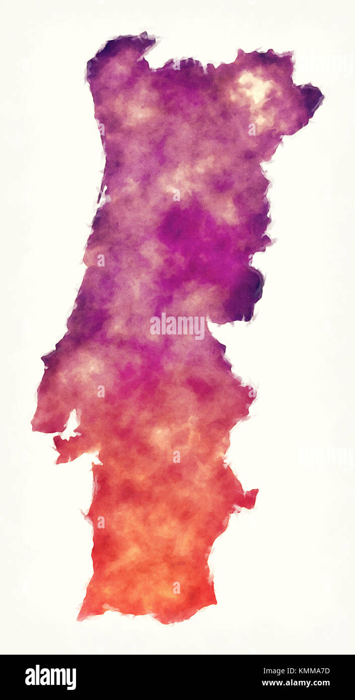 Portugal watercolor map in front of a white background Stock Photo - Alamy