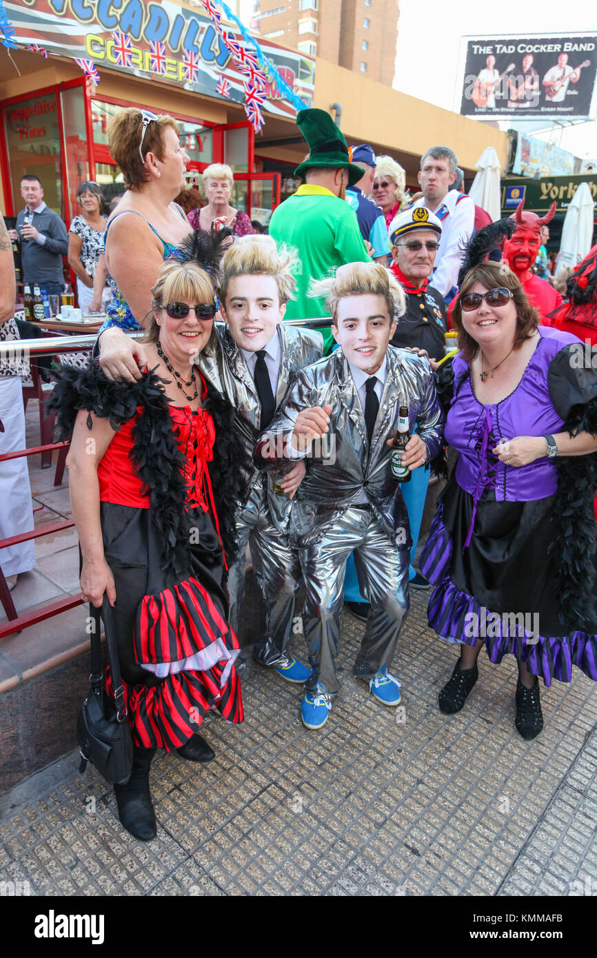 Benidorm new town British fancy dress day people dressed as flamenco ...