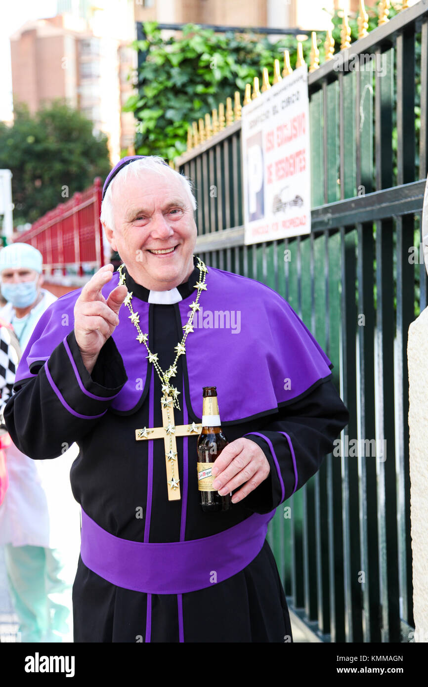 Benidorm new town British fancy dress day man dressed as the Pope with ...