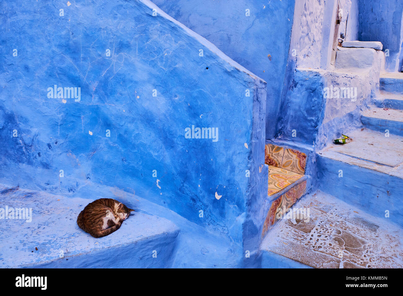 Morocco, Rif area, Chefchaouen (Chaouen) town, the blue city, street ...