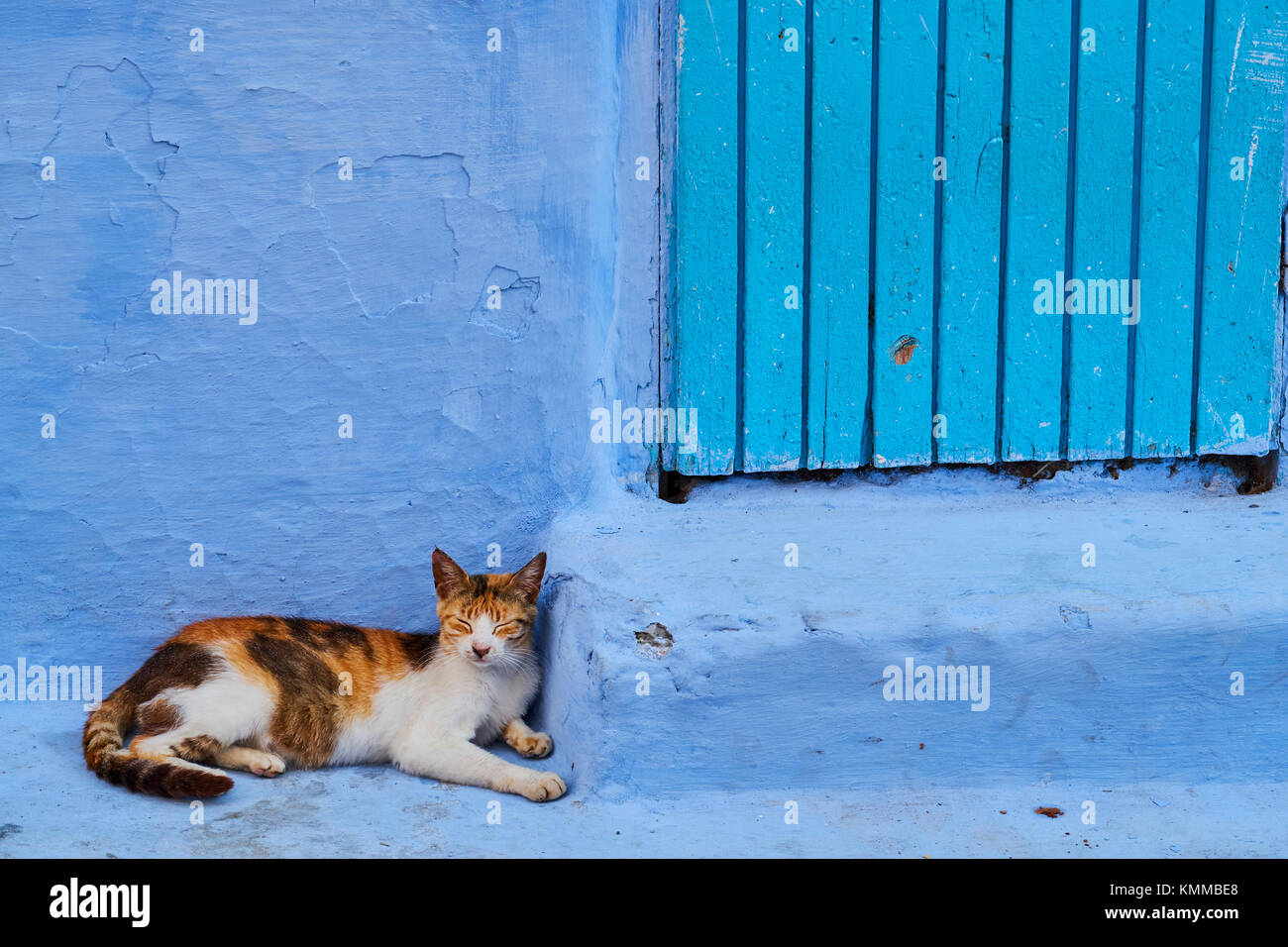 Morocco, Rif area, Chefchaouen (Chaouen) town, the blue city, street ...