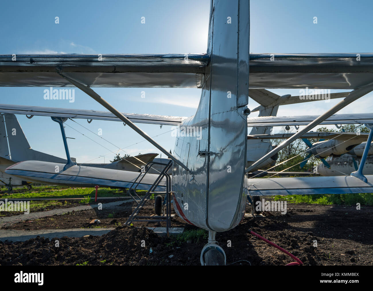 biplane tail, backside view Stock Photo - Alamy