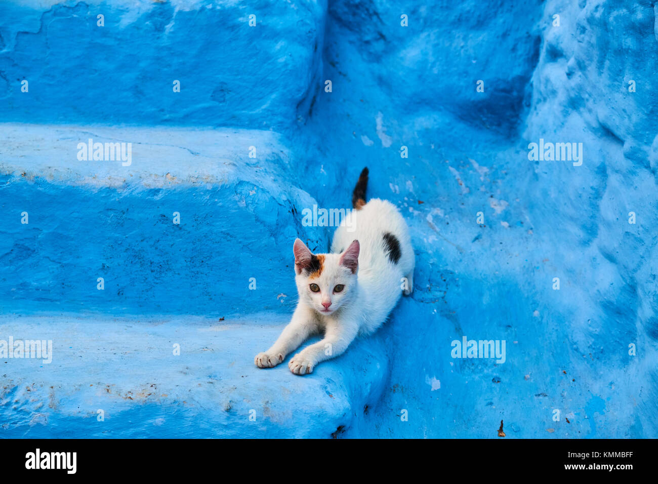 Morocco, Rif area, Chefchaouen (Chaouen) town, the blue city, street ...