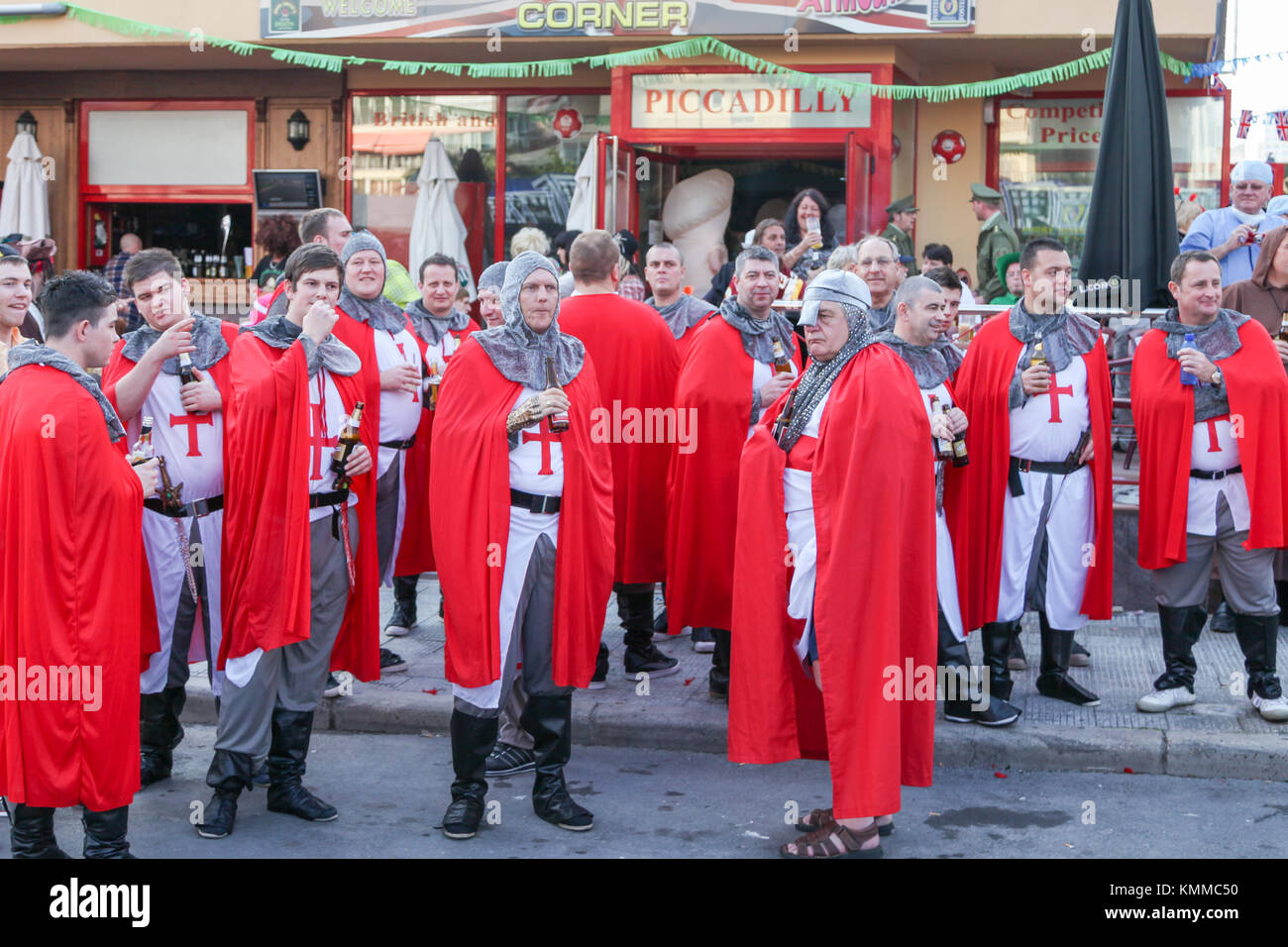 Benidorm new town British fancy dress day group of men dressed as ...