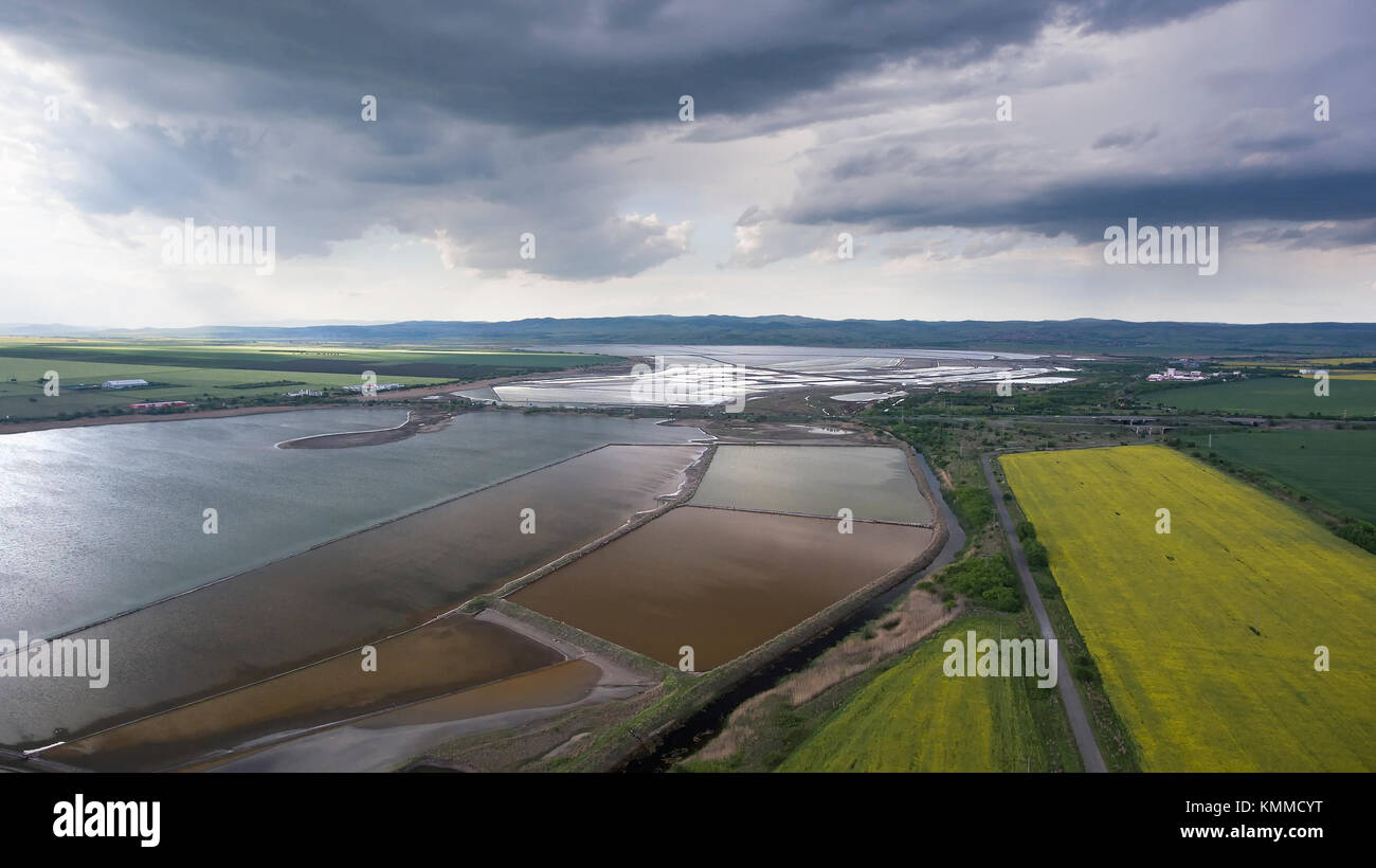 sea salt lakes on sunset Stock Photo - Alamy