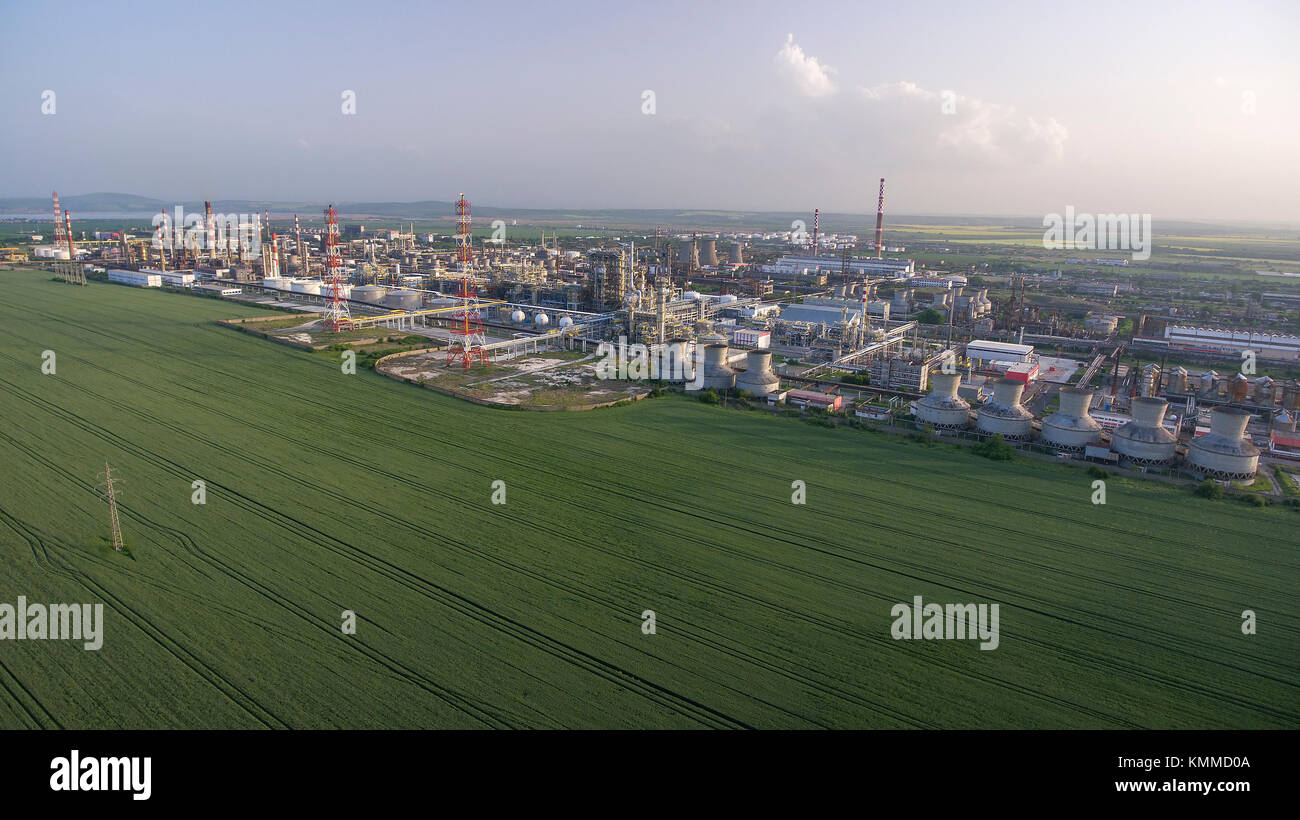 oil factory areal view day time Stock Photo - Alamy