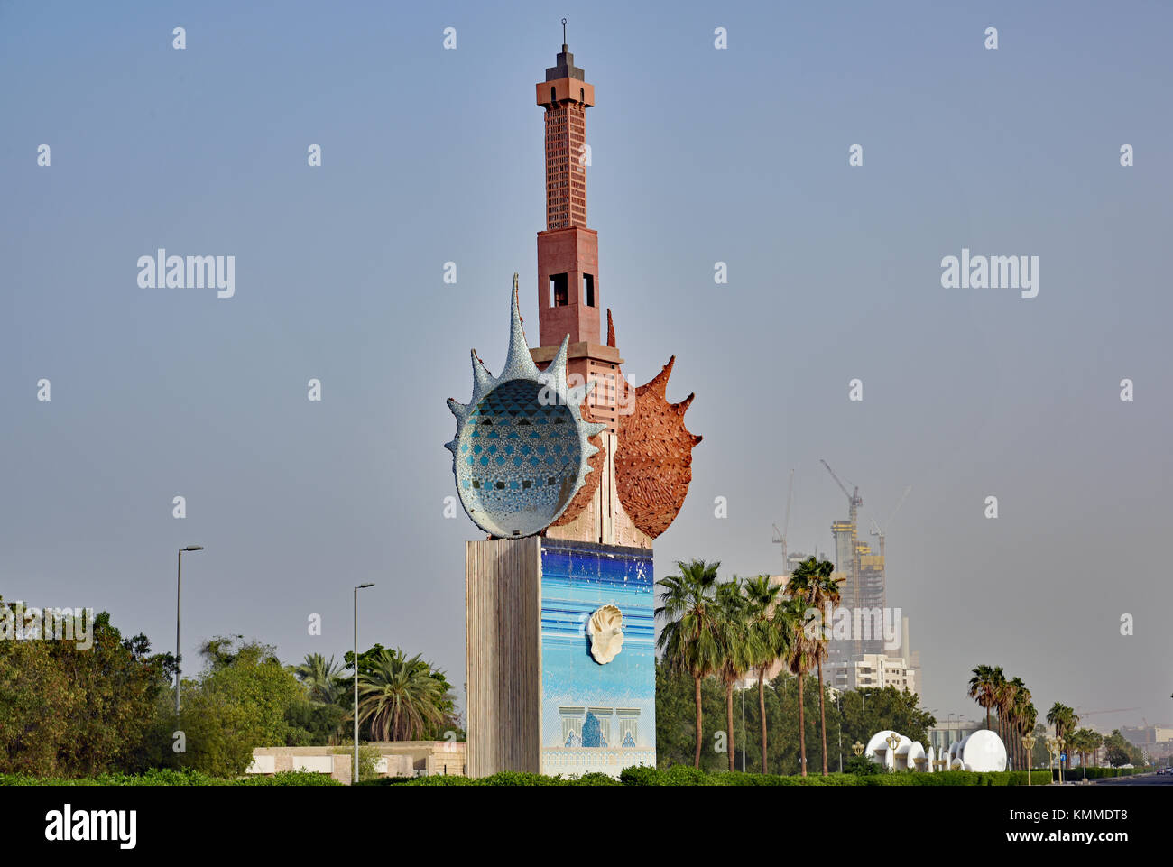 Seashell artwork on the corniche road in Jeddah, Saudi Arabia. One of ...