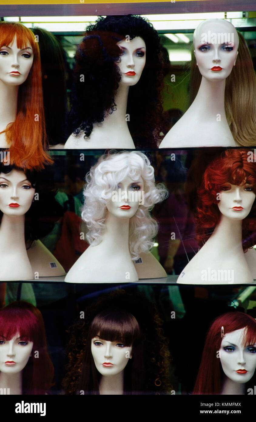 Wig in window hi-res stock photography and images - Alamy