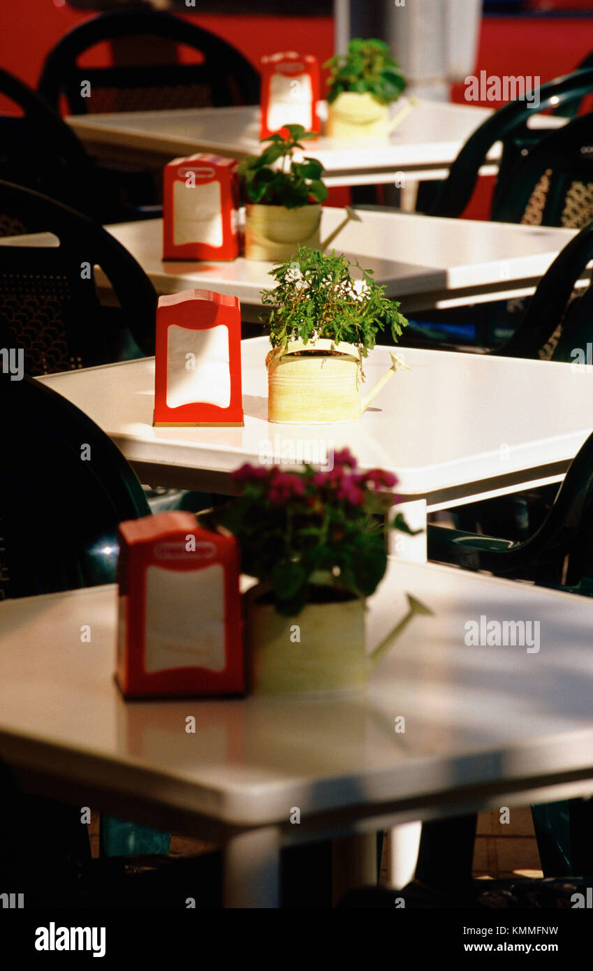 Tables in restaurant Stock Photo - Alamy