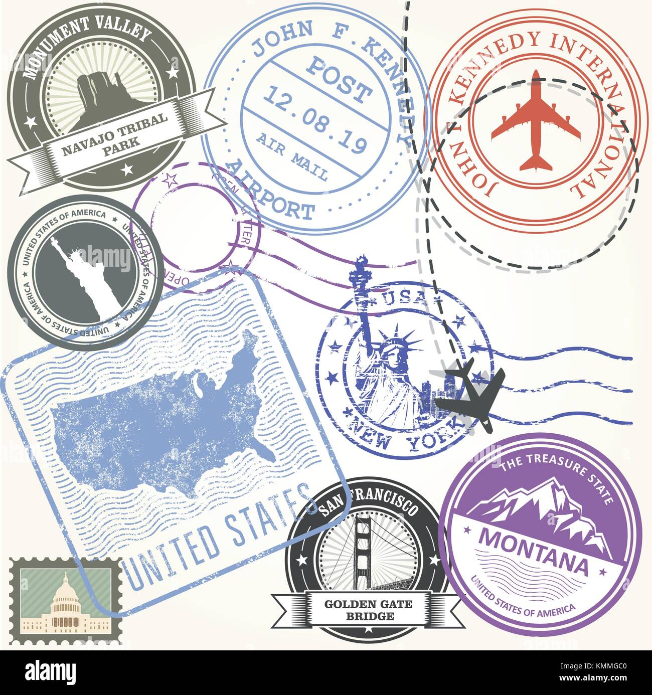 Usa stamp plane hi-res stock photography and images - Alamy