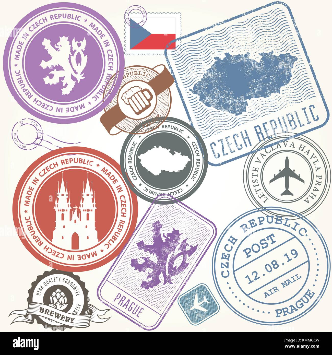 Prague passport stamp Stock Vector Images - Alamy