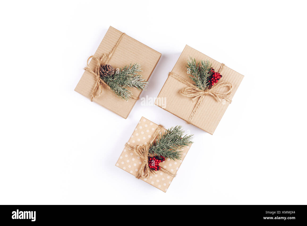 Three vintage Christmas gift boxes Stock Photo - Alamy