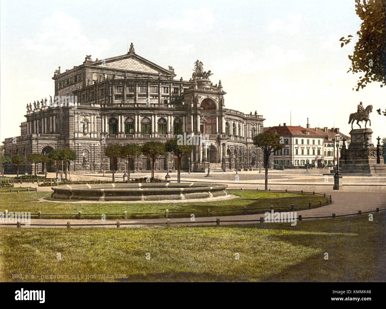 A historic photograph of the Semperoper in Dresden, Germany, taken ...