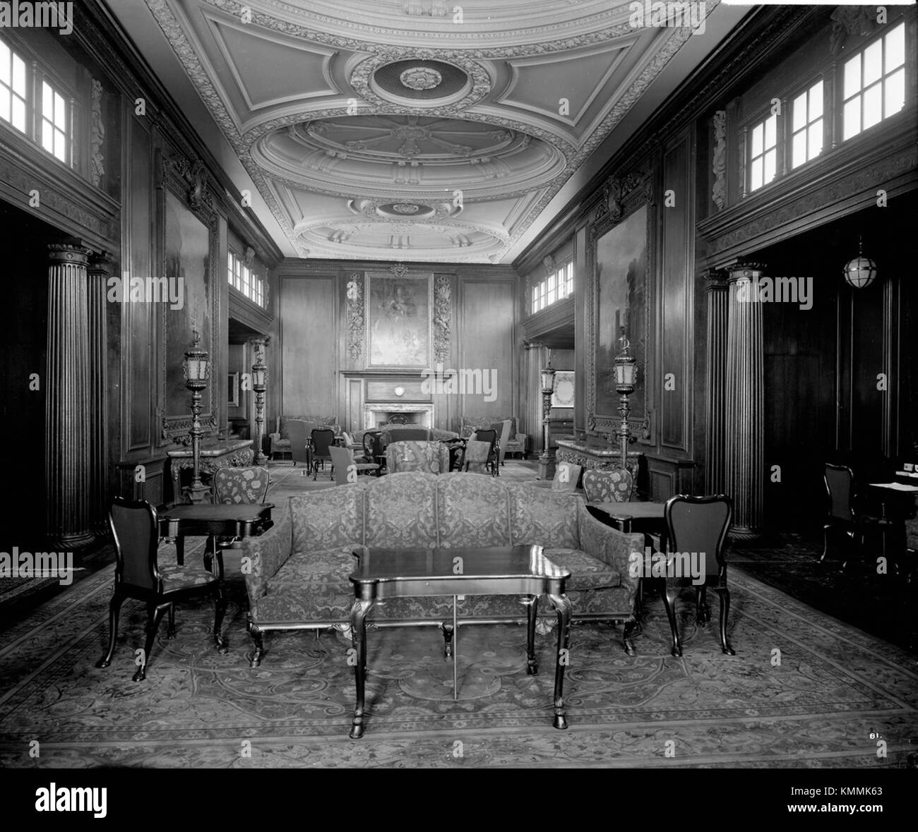 The First Class Smoking Room of the RMS Aquitania, a luxury ocean liner ...