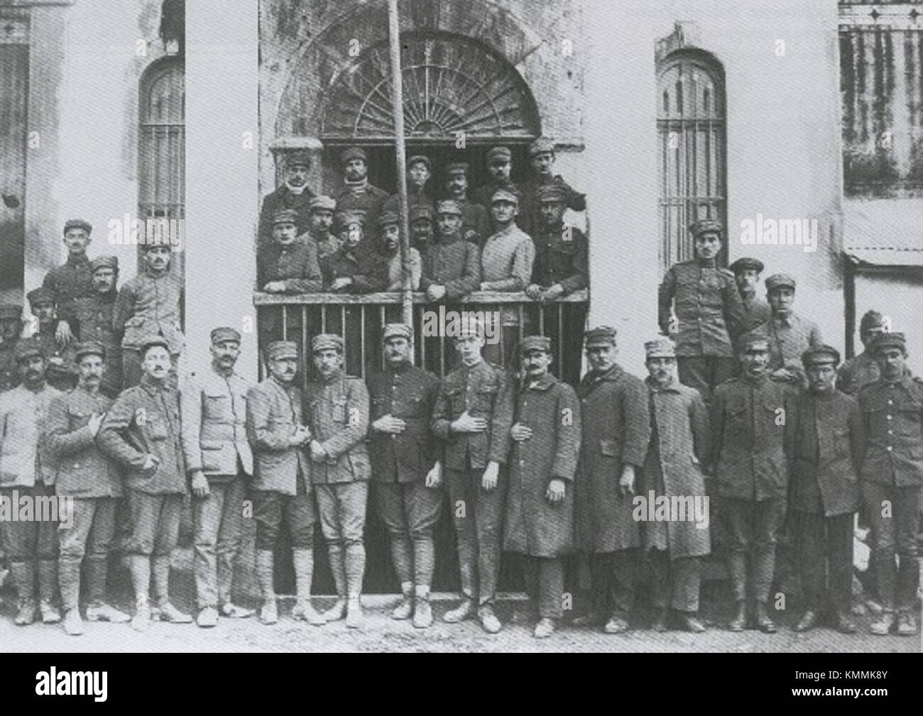 The photograph from 1922 depicts Greek POW officers during the post-war ...