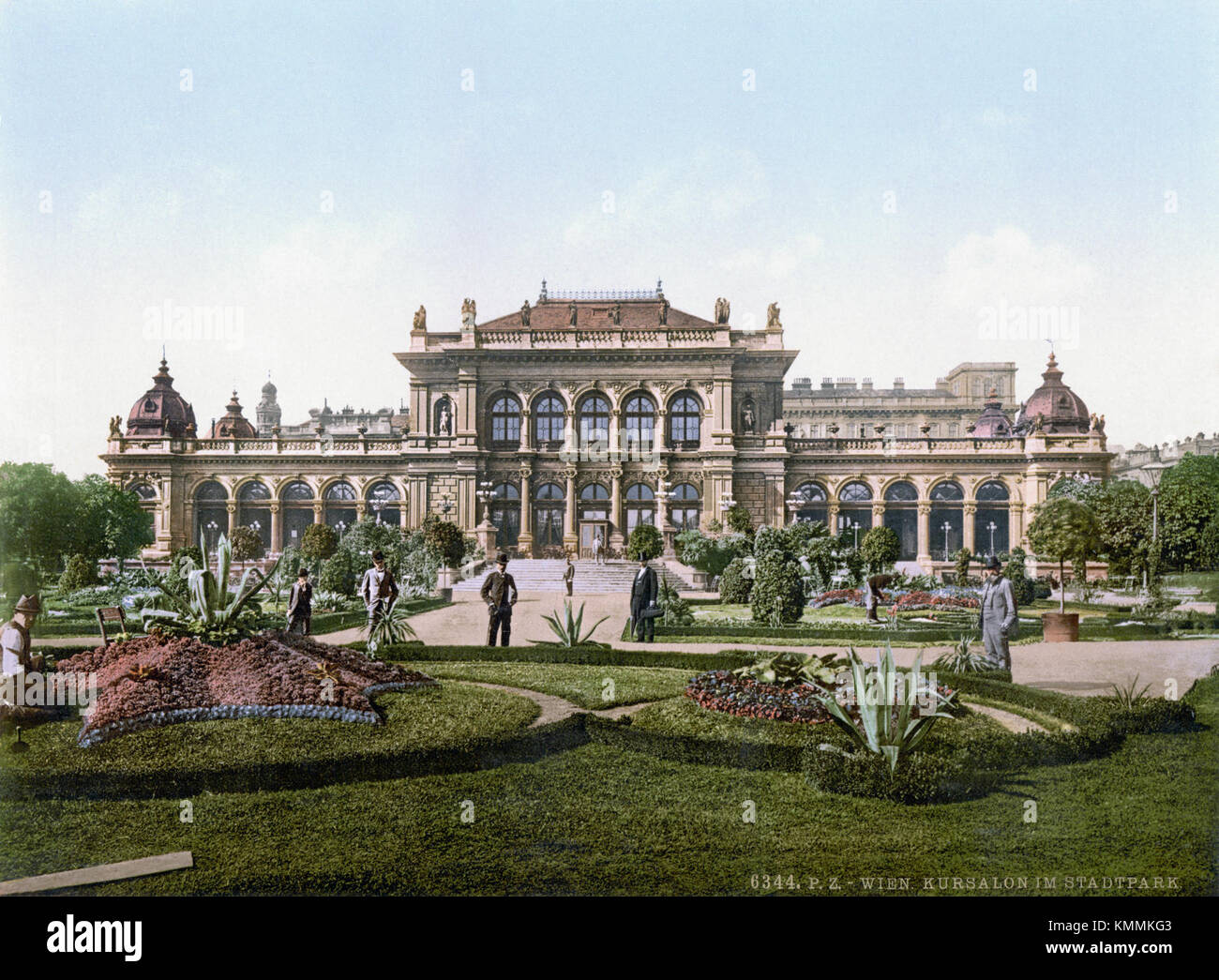 The Kursalon in Stadtpark, Vienna, photographed in 1900, is a historic spa and concert hall ...