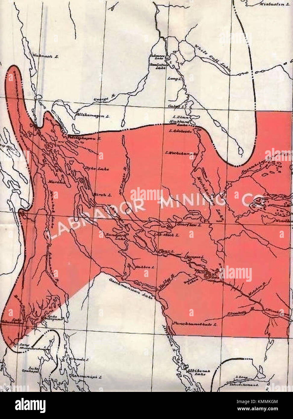 This map from 1934 represents the mining territory of the Labrador ...