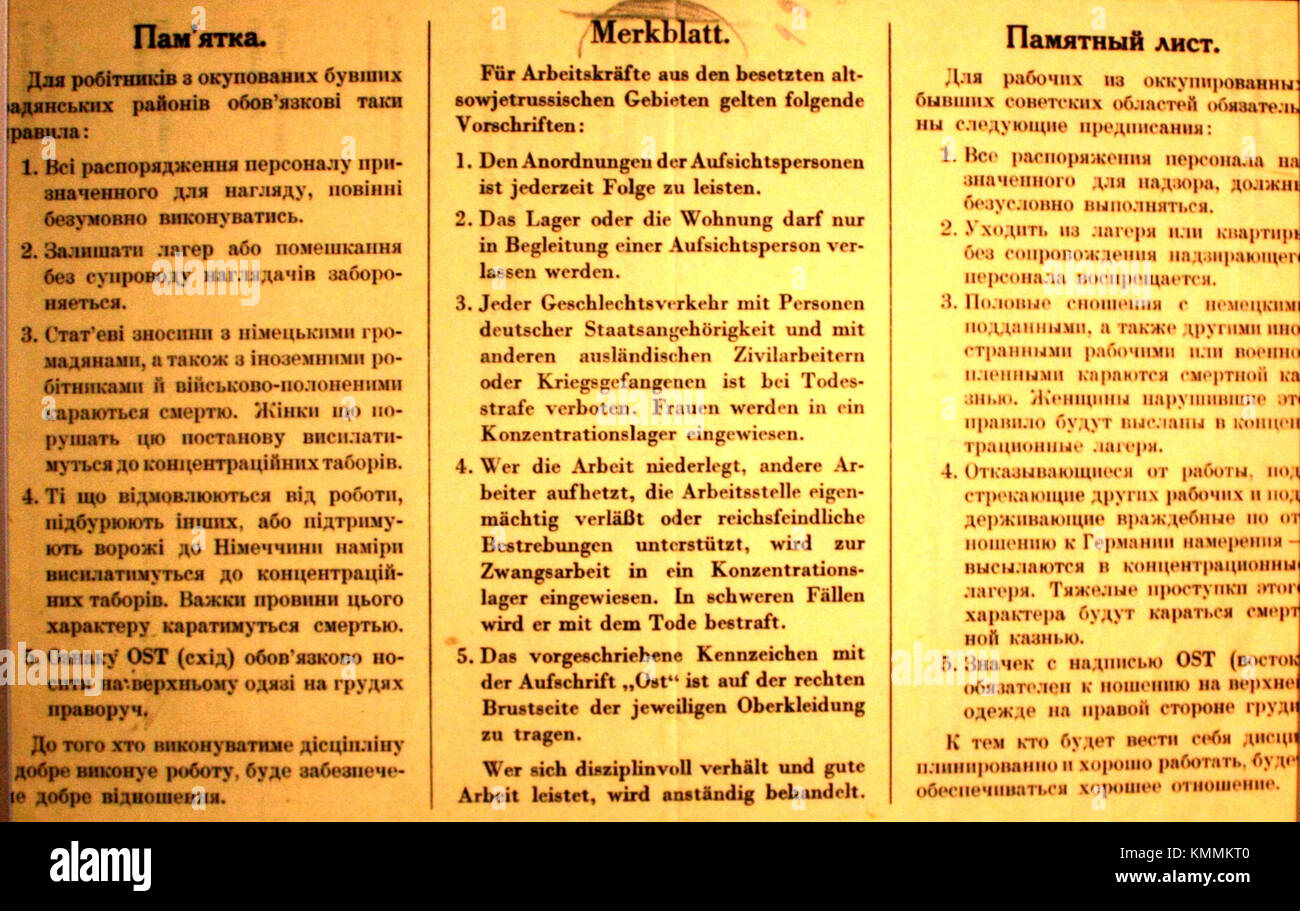 The Ostarbeitermerkblatt was a German document used during World War II ...