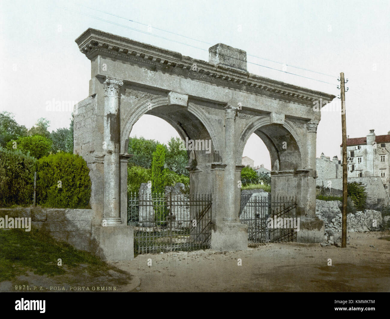 A photograph from around 1900 of the Porta Gemina, an ancient gate ...