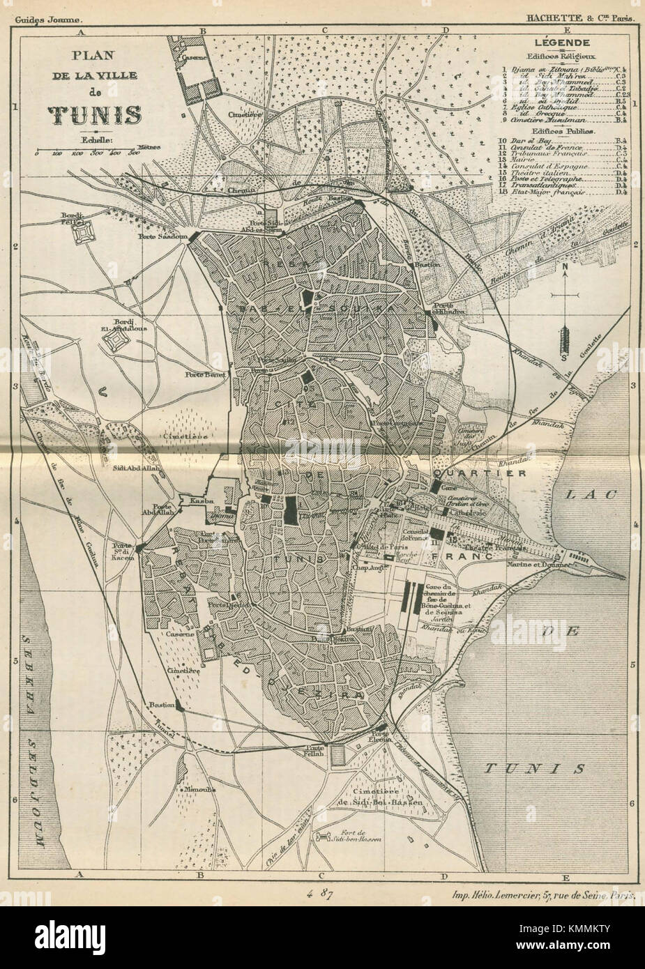 A historical map of Tunis from 1888, depicting the cityâ€™s layout and ...