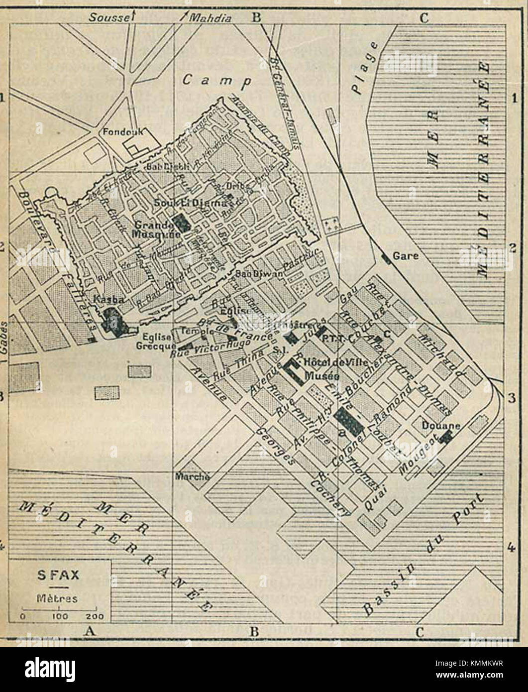 This map, titled 'Plan Sfax 1937,' provides a detailed representation ...