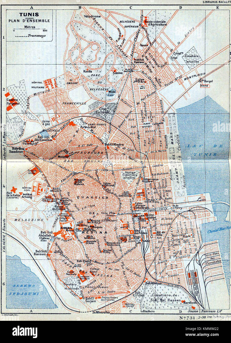Plan Tunis 1937 is a historical map depicting the city of Tunis in 1937 ...