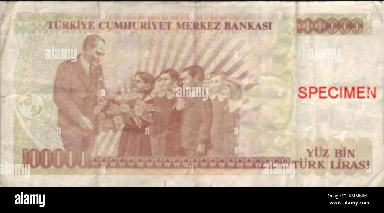 The 100,000 lira note, issued by Italy, featured a distinctive reverse ...