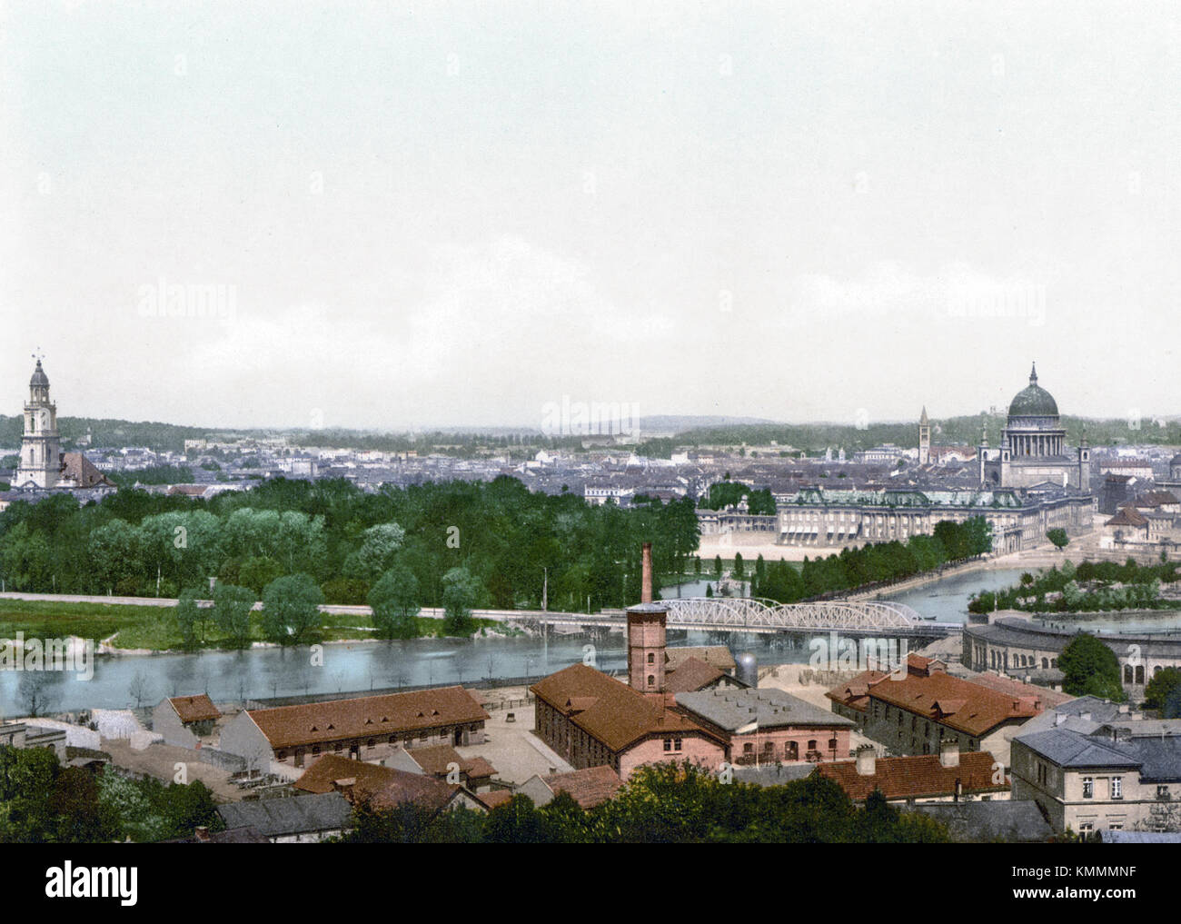 This historical view of Potsdam, Germany, shows the cityscape as it ...
