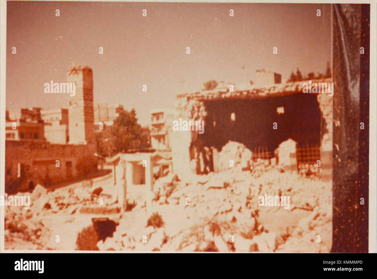 This image depicts the aftermath of the 1982 Hama Massacre in Syria, a ...