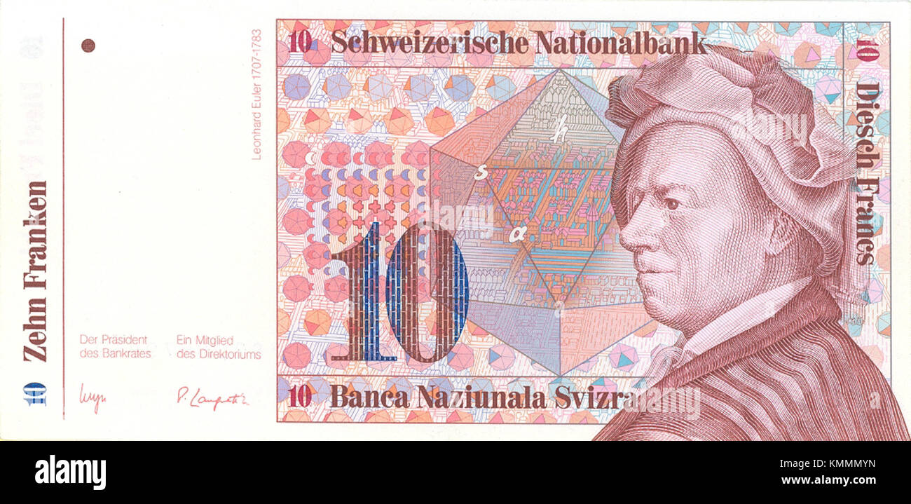 This image presents the CHF10 banknote, featuring a horizontal design ...