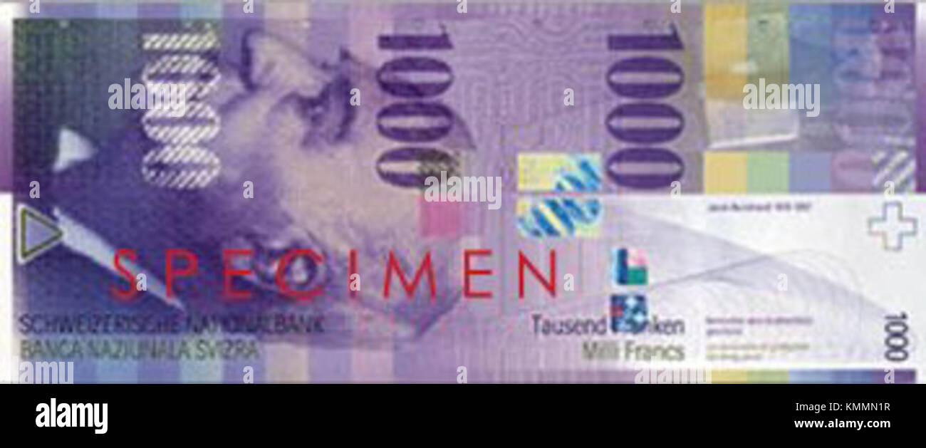 The CHF 1000 note is part of the Swiss franc currency, featuring ...