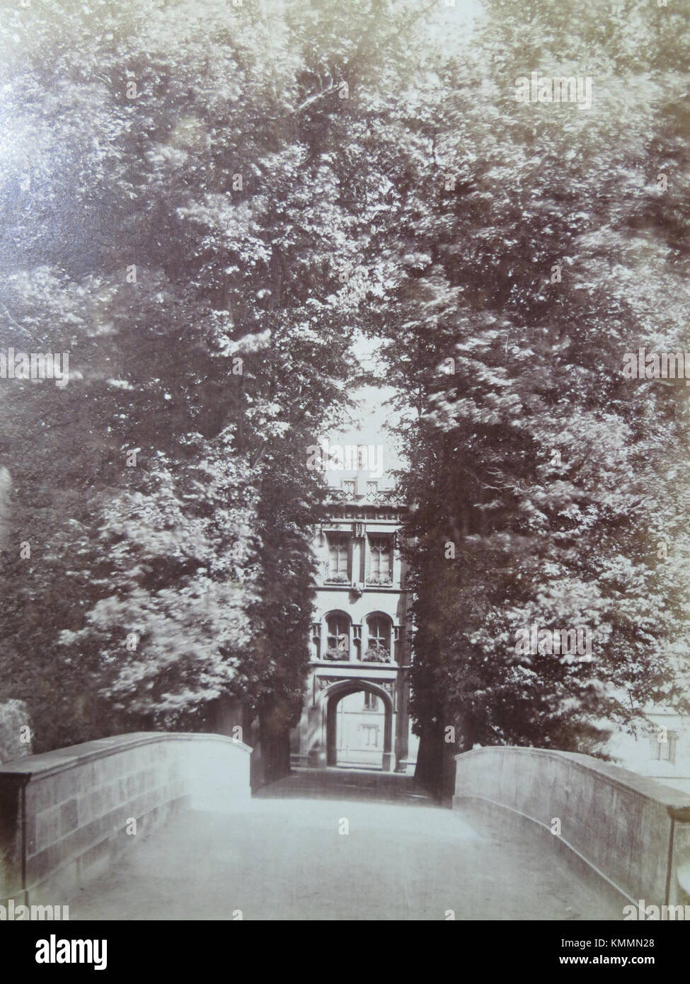 Trinity Bridge at Cambridge University spans the River Cam, providing a ...