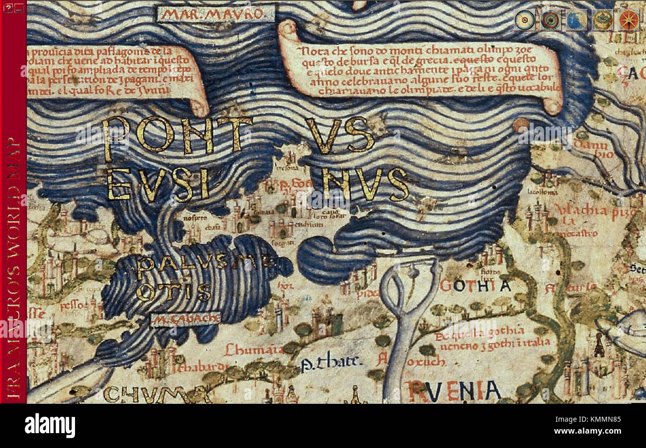 The Fra Mauro map, known for its historical significance, features ...