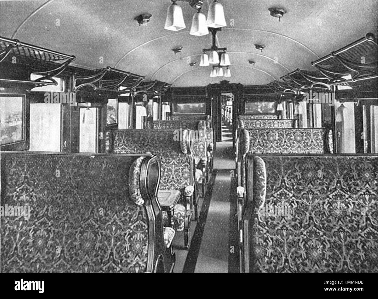 The interior of a third-class vestibuled coach from the London, Midland ...