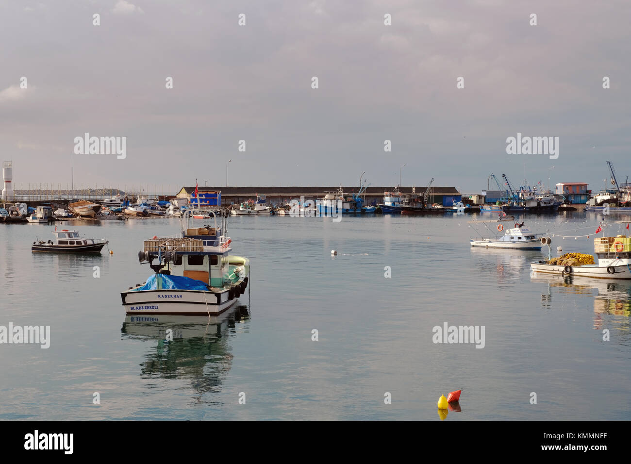 November 2017 - Fishing boats in port in the Turkish Black sea port of ...