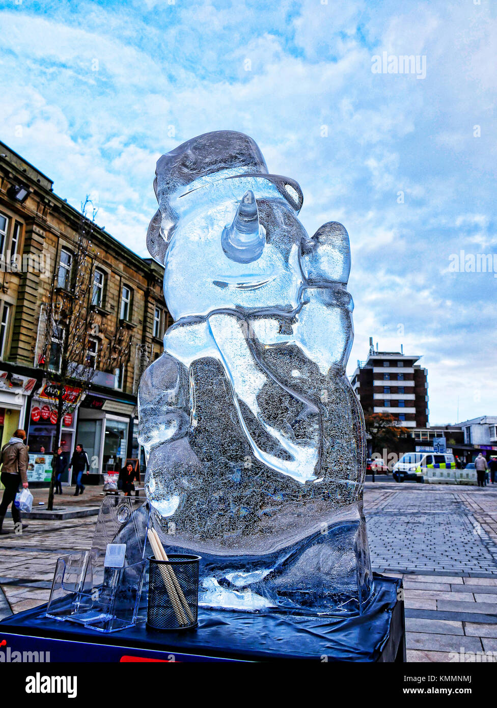 Carved Ice Sculptures in Burnley Town centre in Late November. This is ...