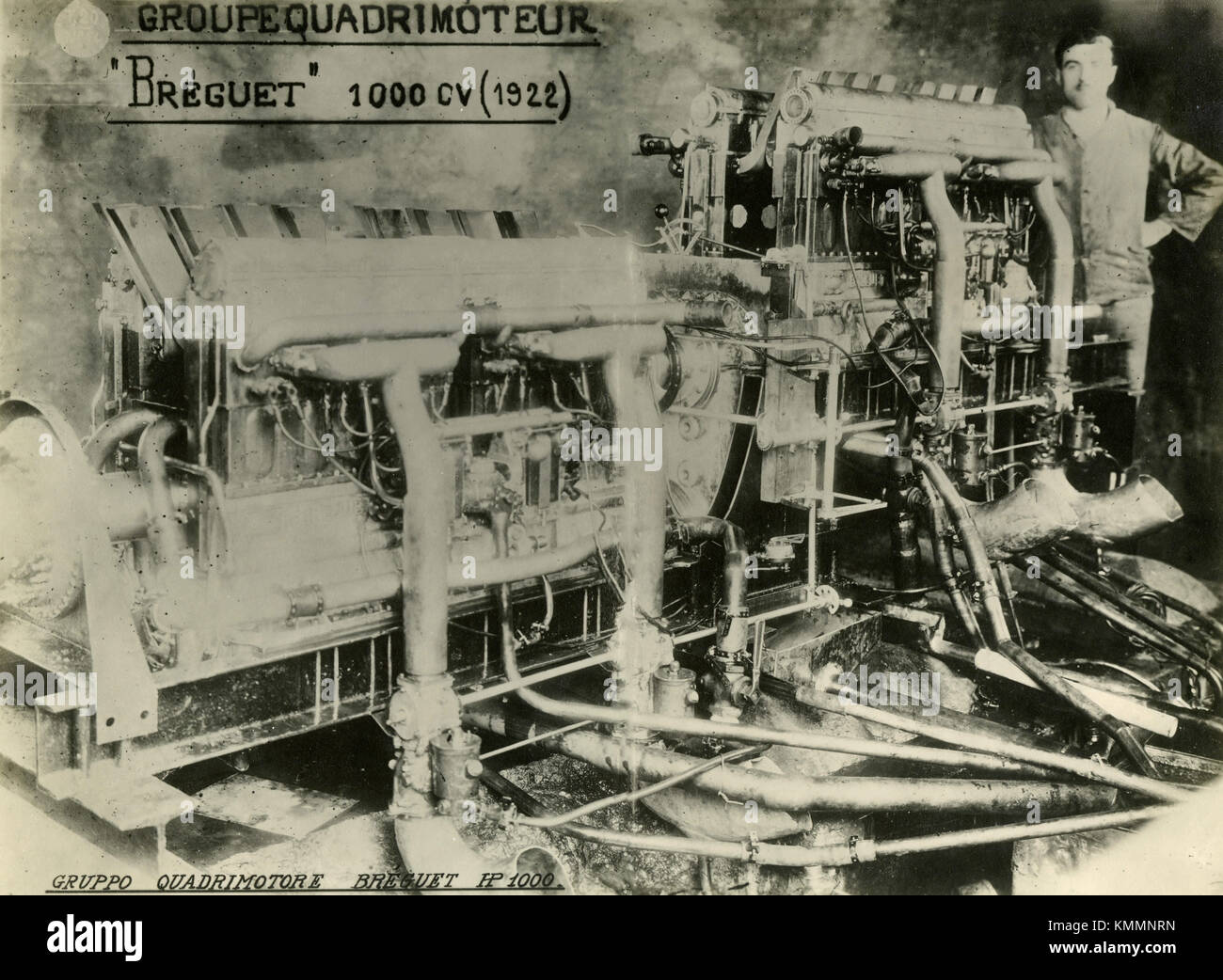 Breguet Bugatti 16-cylinder quadimoteur 32A aircraft engine, France ...