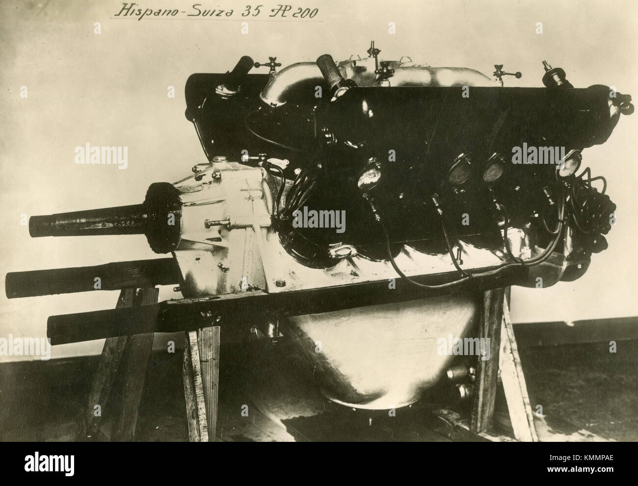 Hispano Suiza 35 aircraft engine HP 200, back view, France 1920s Stock ...