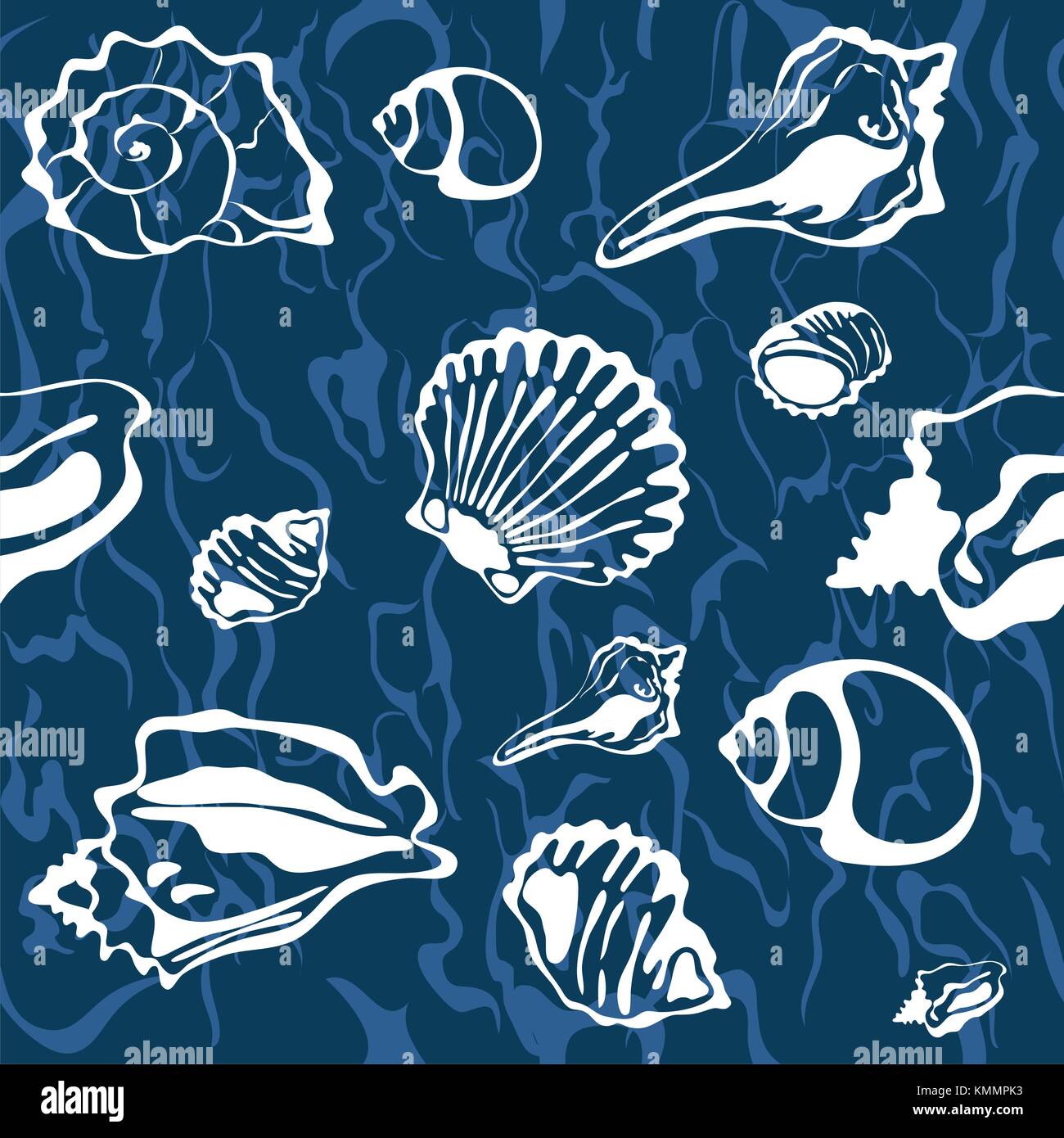 Seamless Seashell Background Marine Vector Pattern Stock Vector Image