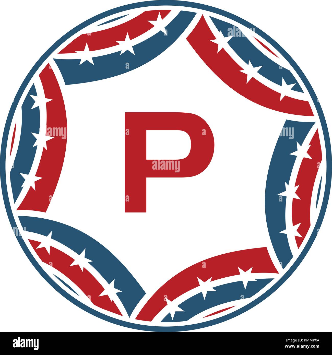 Ribbon Circle Star Initial P Stock Vector Image & Art - Alamy