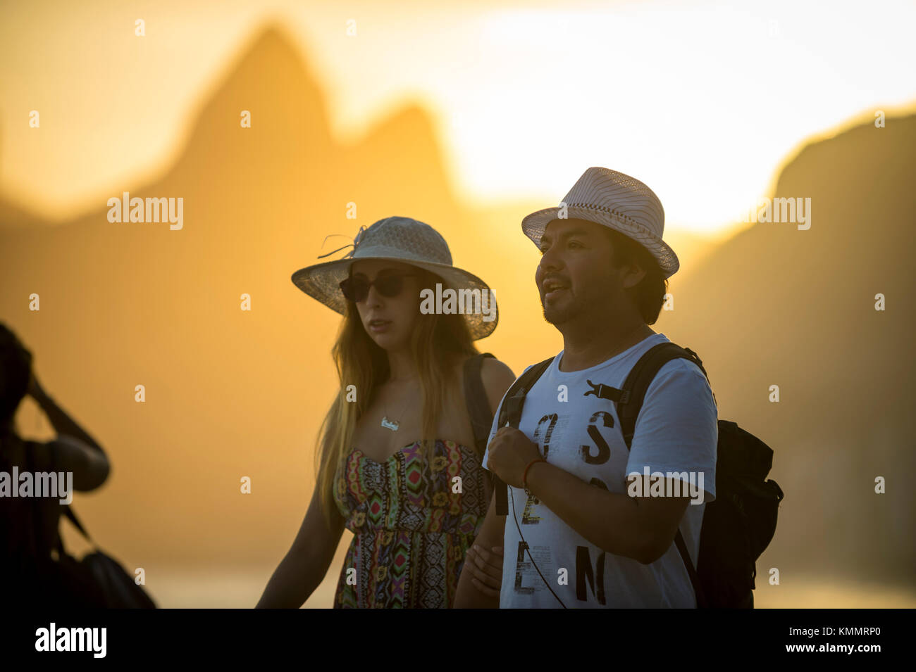 RIO DE JANEIRO - FEBRUARY 21, 2017: A young couple walk along the ...