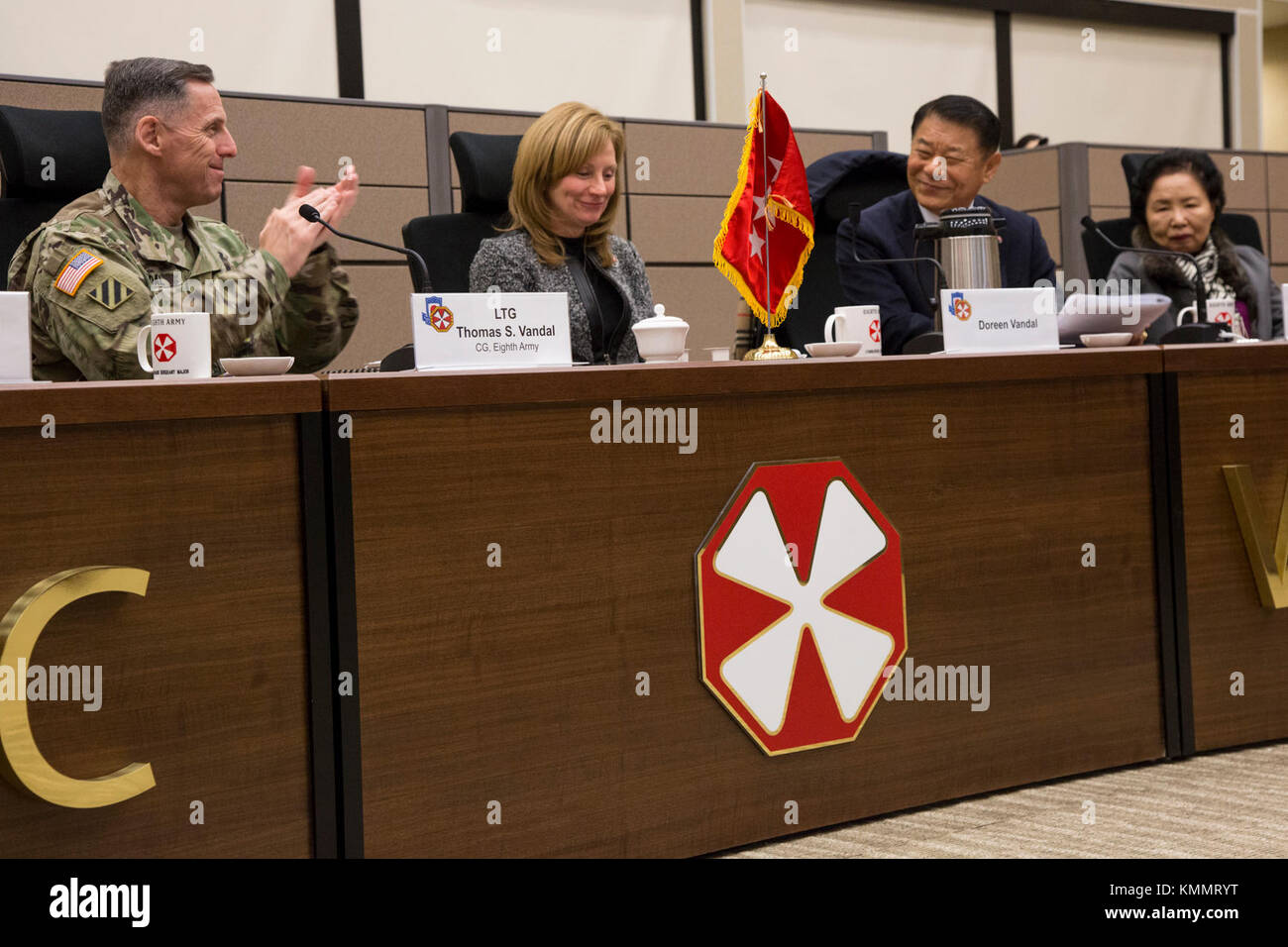 U.S. Army Lt. Gen. Thomas Vandal, 8th Army commanding general, applauds ...