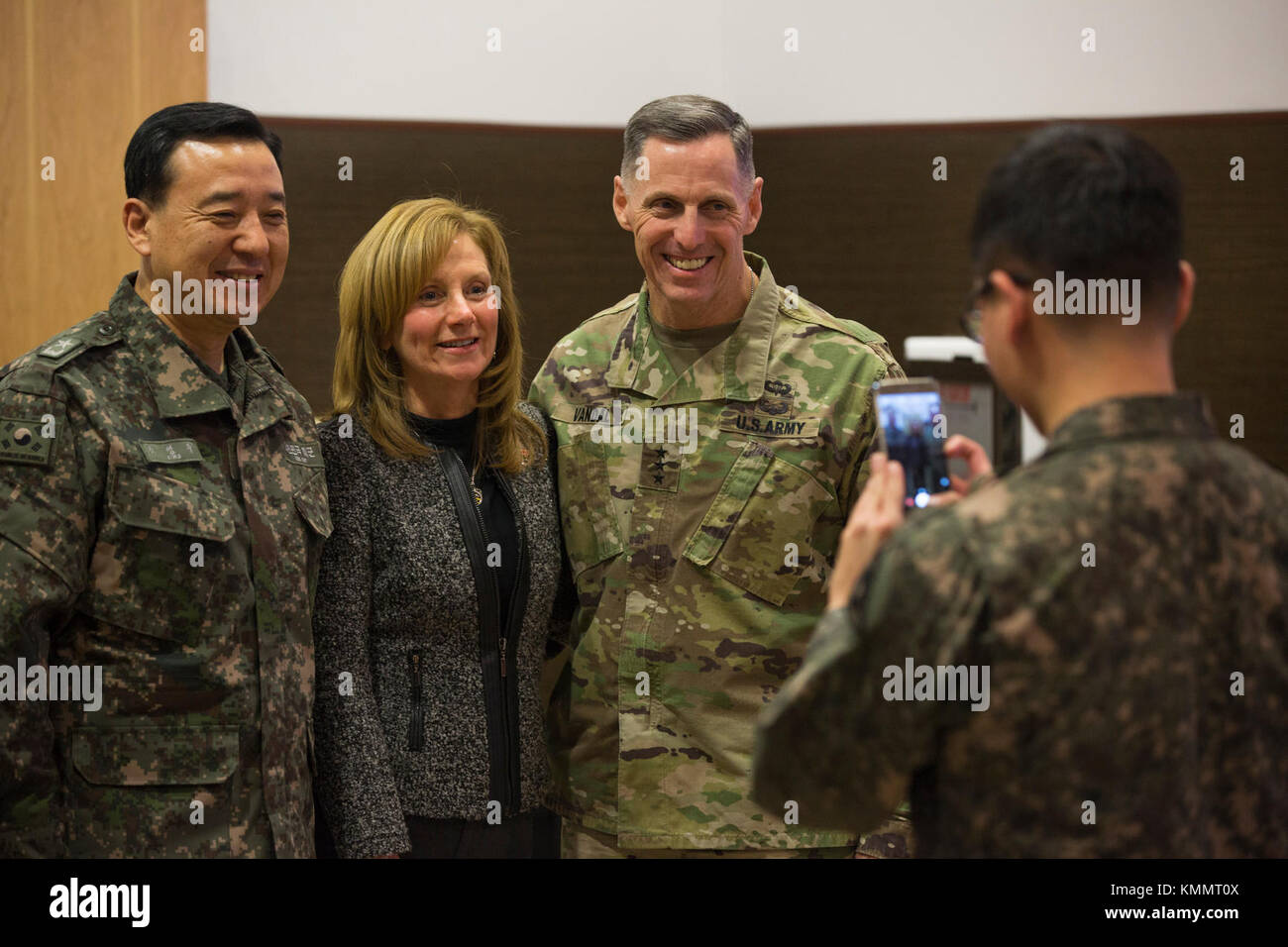 U.S. Army Lt. Gen. Thomas Vandal, 8th Army commanding general, poses with his wife, Doreen ...
