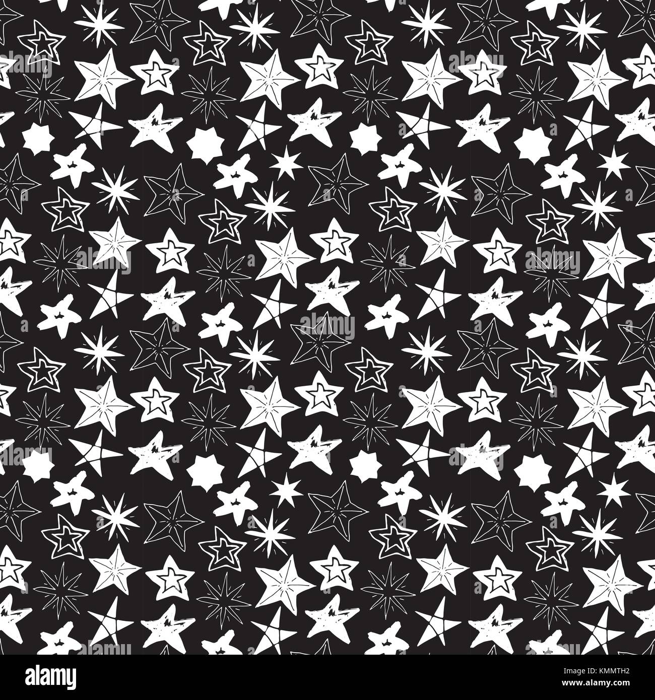 Star sketch Doodles seamless pattern, hand drawn vector illustration ...