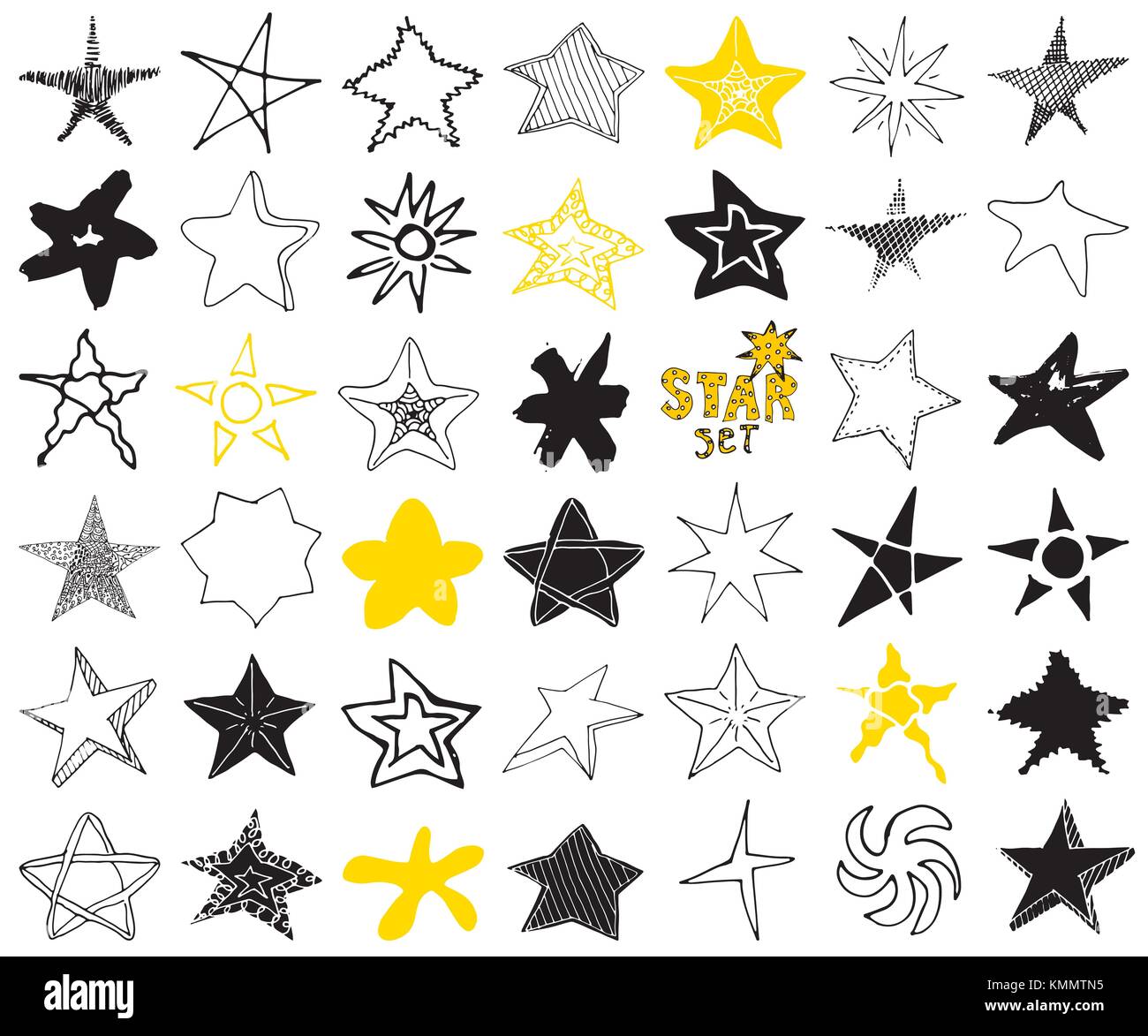 Star sketch Doodles set, hand drawn vector illustration, isolated Stock ...