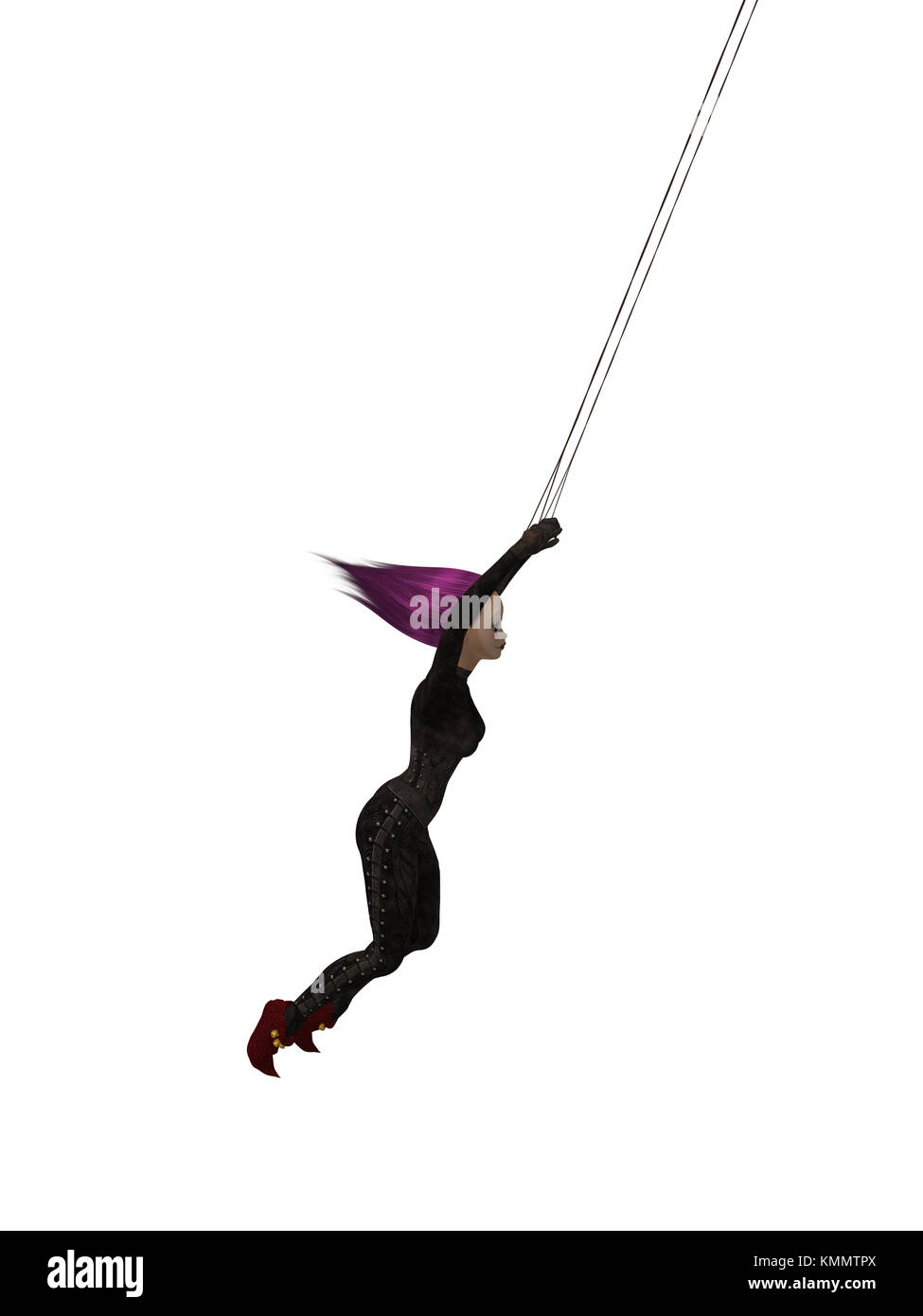 Clown handing on a trapeze on a white background Stock Photo - Alamy