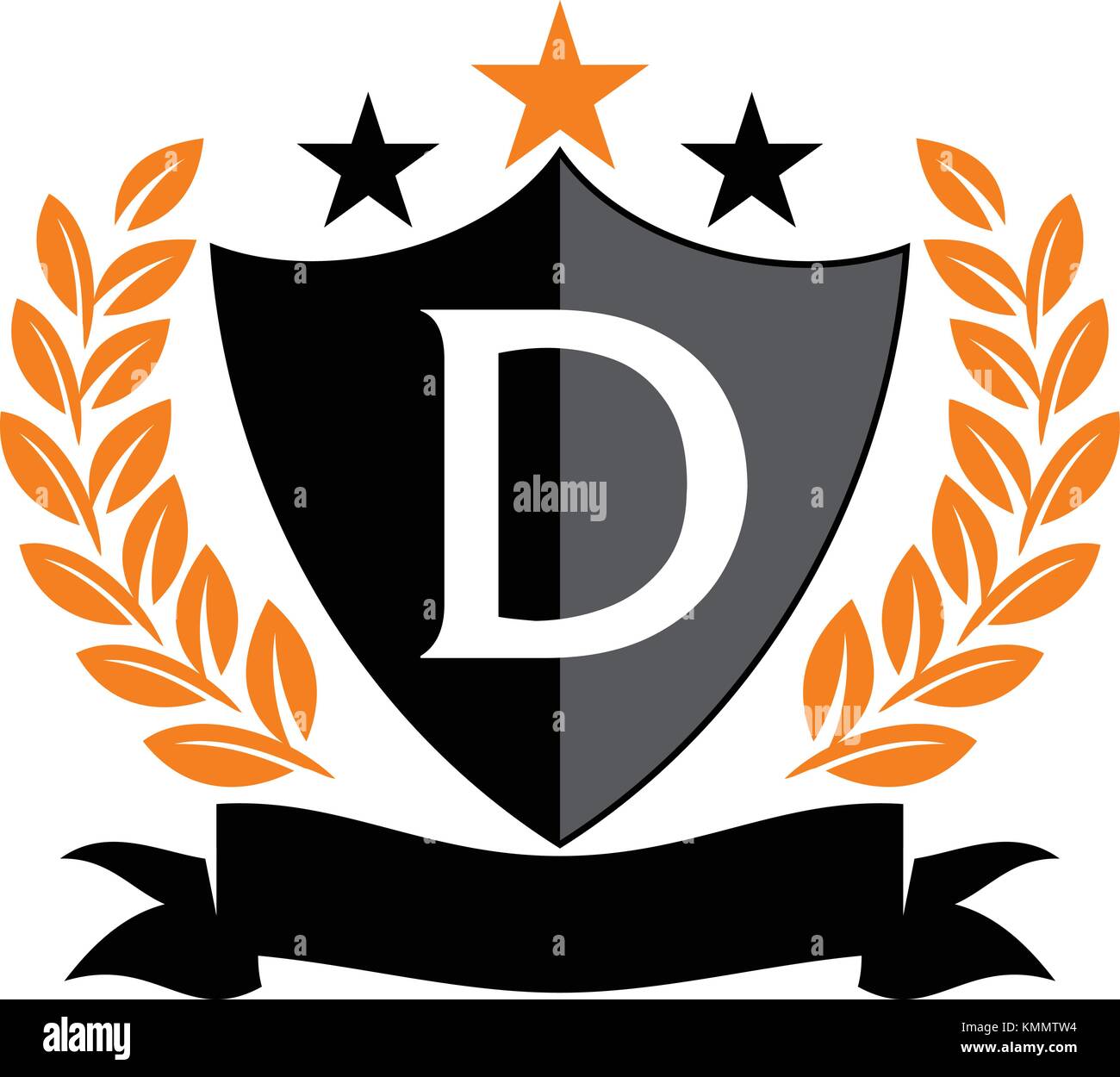 Emblem Star Ribbon Shield Initial D Stock Vector Image & Art - Alamy