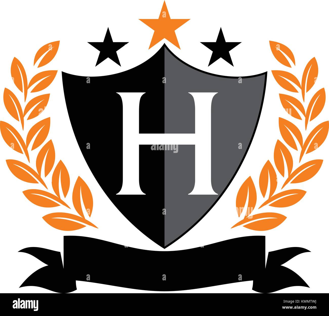 Emblem Star Ribbon Shield Initial H Stock Vector Image & Art - Alamy